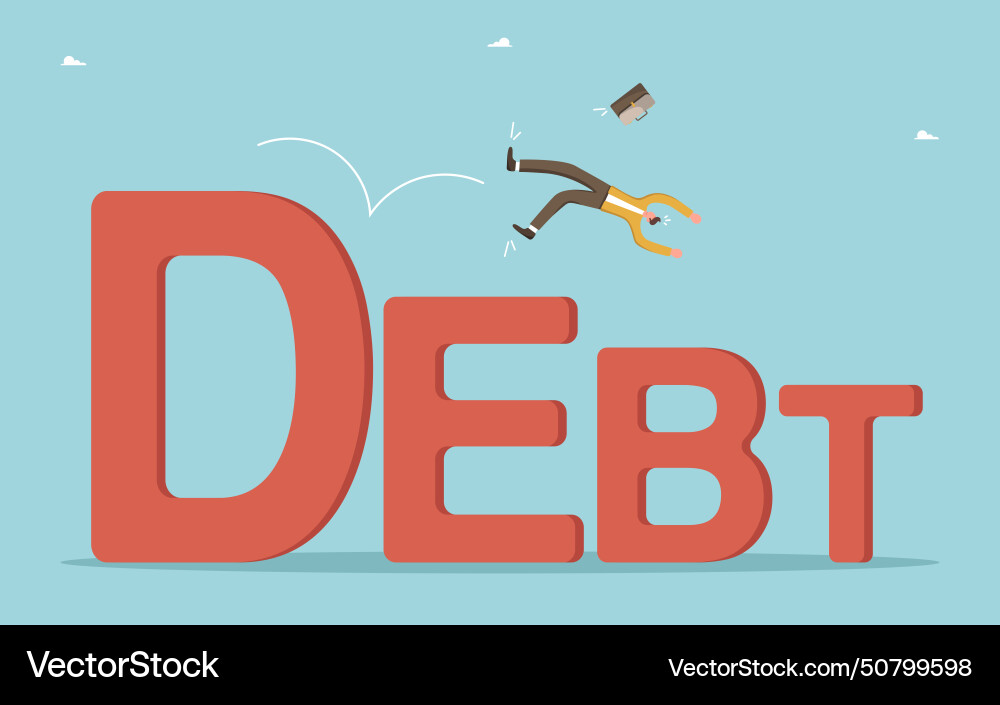 Man falls from debt Royalty Free Vector Image - VectorStock