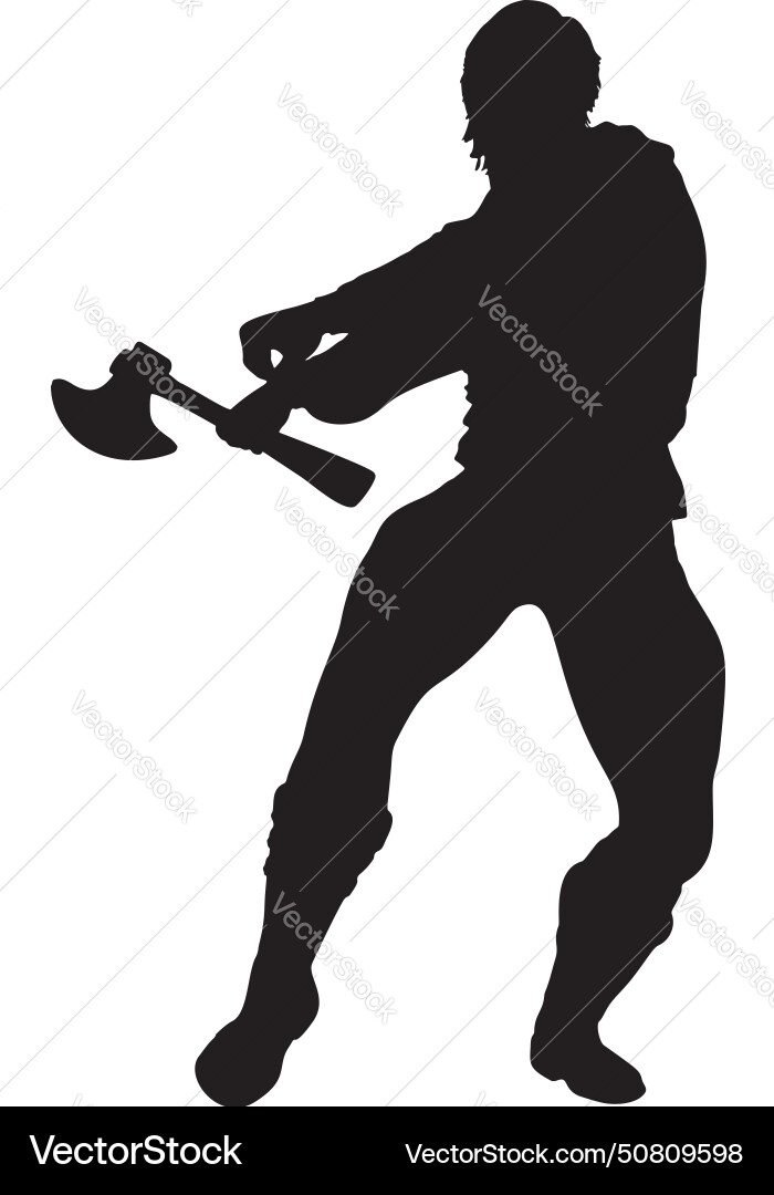 Man with axe silhouette Royalty Free Vector Image
