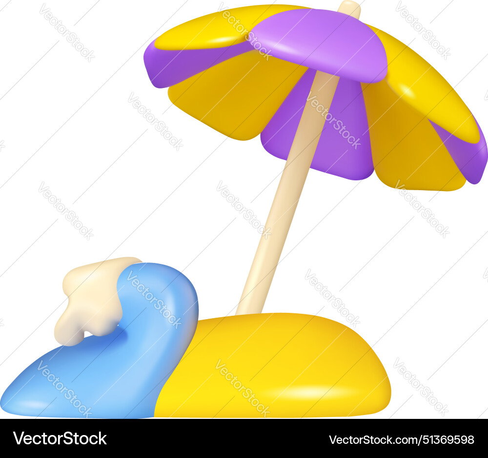Parasol on beach 3d icon Royalty Free Vector Image