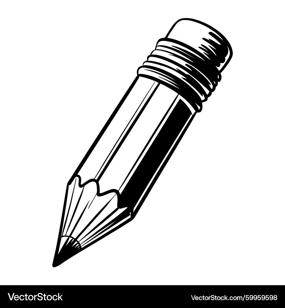 Pencil line drawing silhouette Royalty Free Vector Image