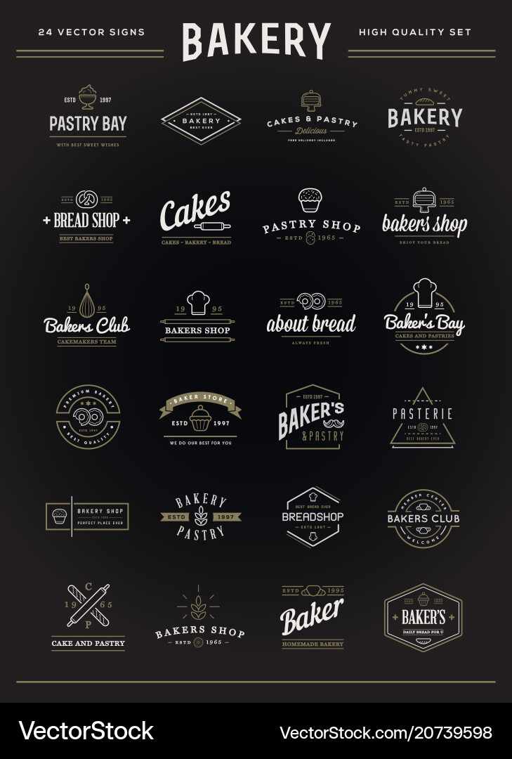 Set of bakery pastry elements and bread icons can Vector Image