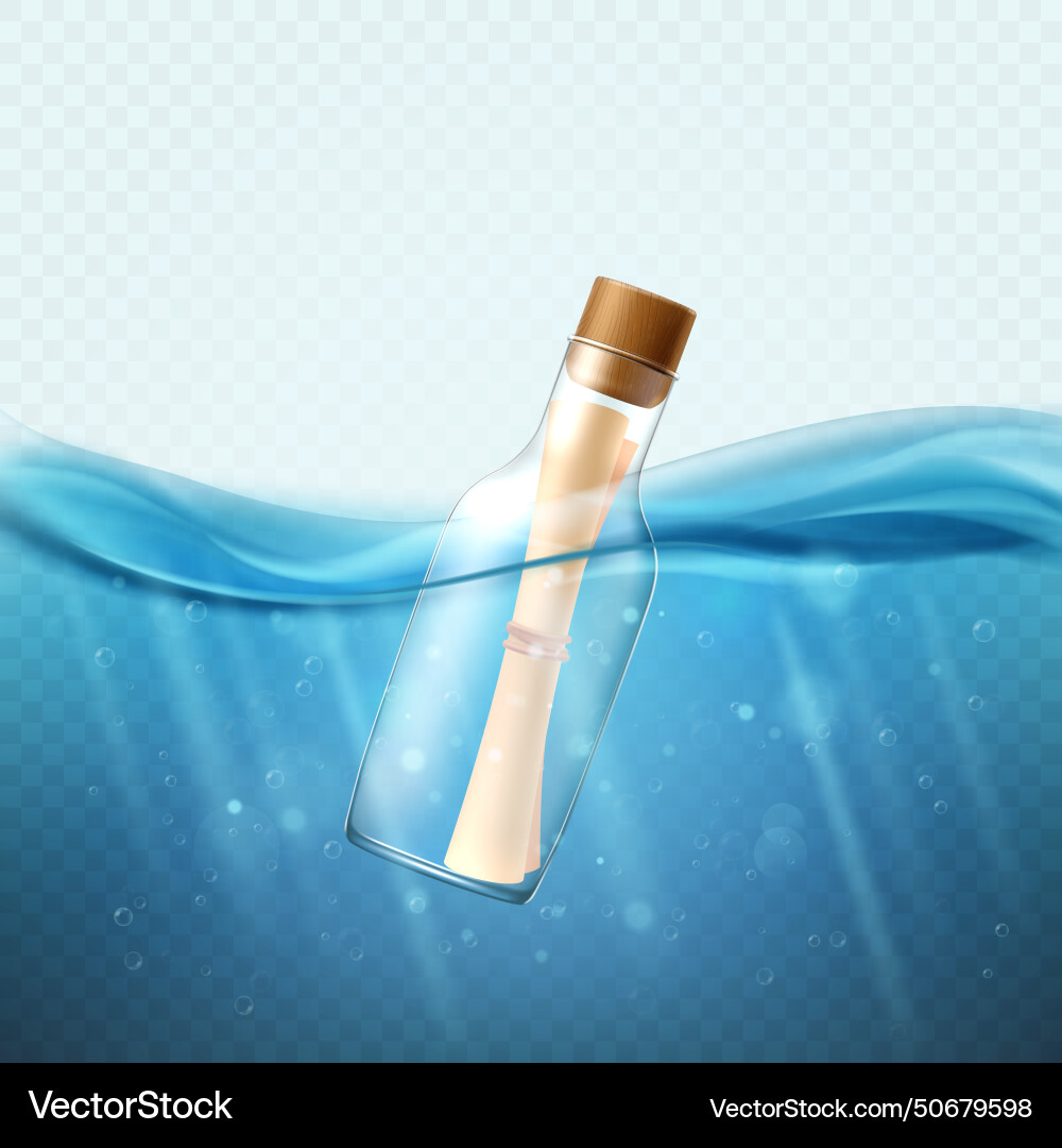 Sos bottle help letter in glass container Vector Image