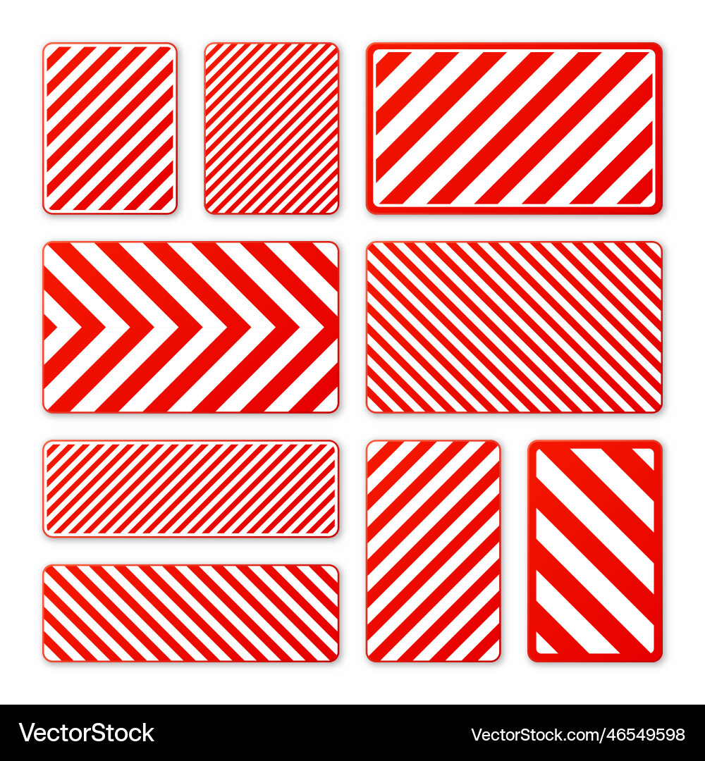 Various white and red warning signs with diagonal Vector Image