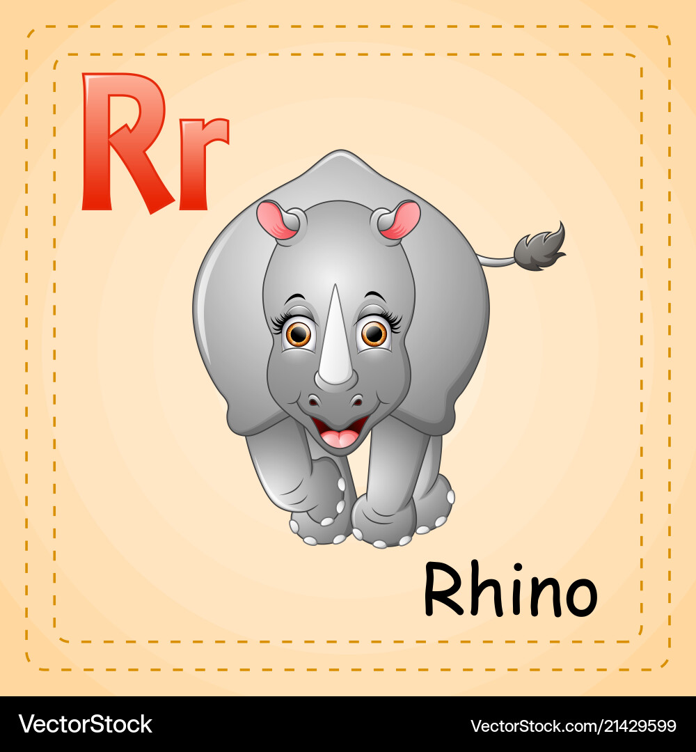 Animals alphabet r is for rhino Royalty Free Vector Image
