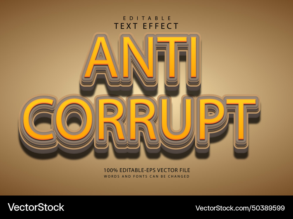 Anti corrupt editable text effect 3 dimension Vector Image