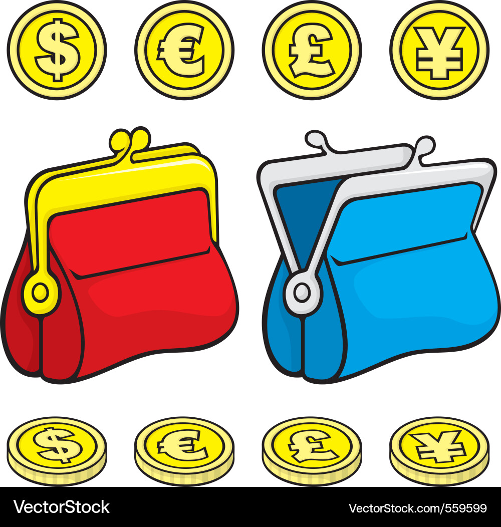 Blue Coin Purse Cartoon Royalty Free Vector Image