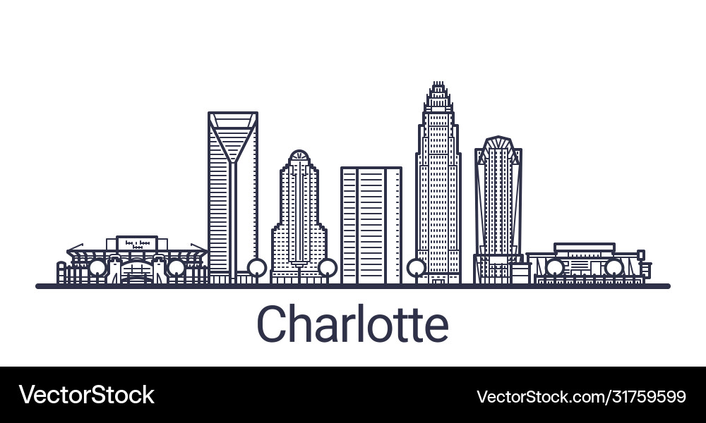 Charlotte Skyline Outline Royalty Free Vector Image