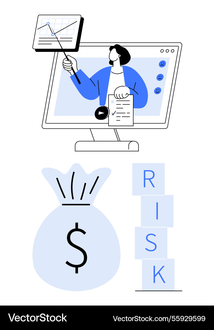 Financial analyst explaining risk management Vector Image