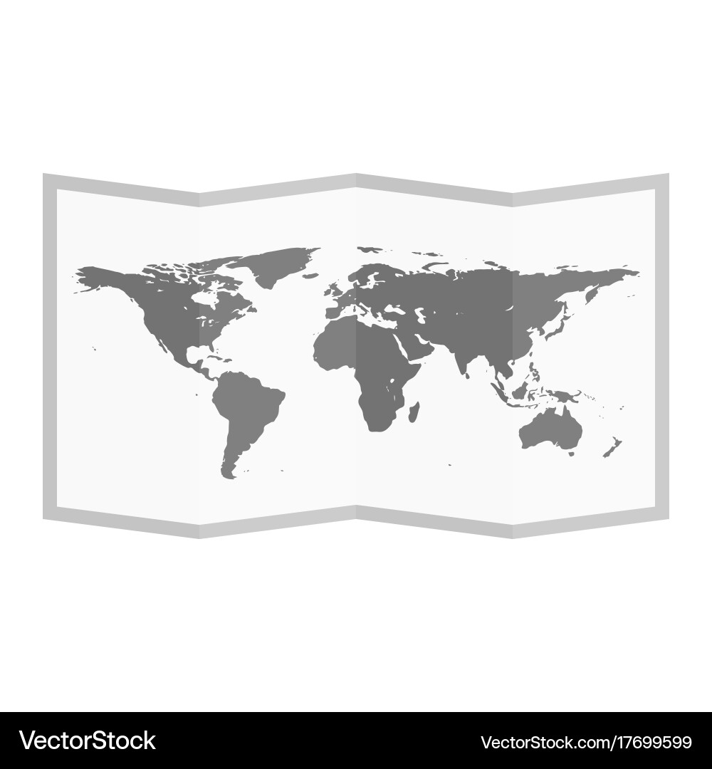 Folded world map flat style Royalty Free Vector Image