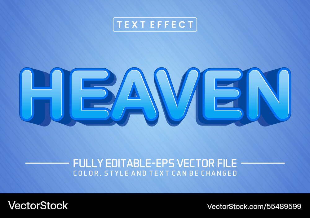 Heaven text editable style effect Royalty Free Vector Image