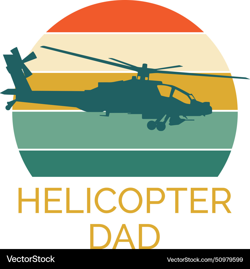 Helicopter dad sunset retro Royalty Free Vector Image