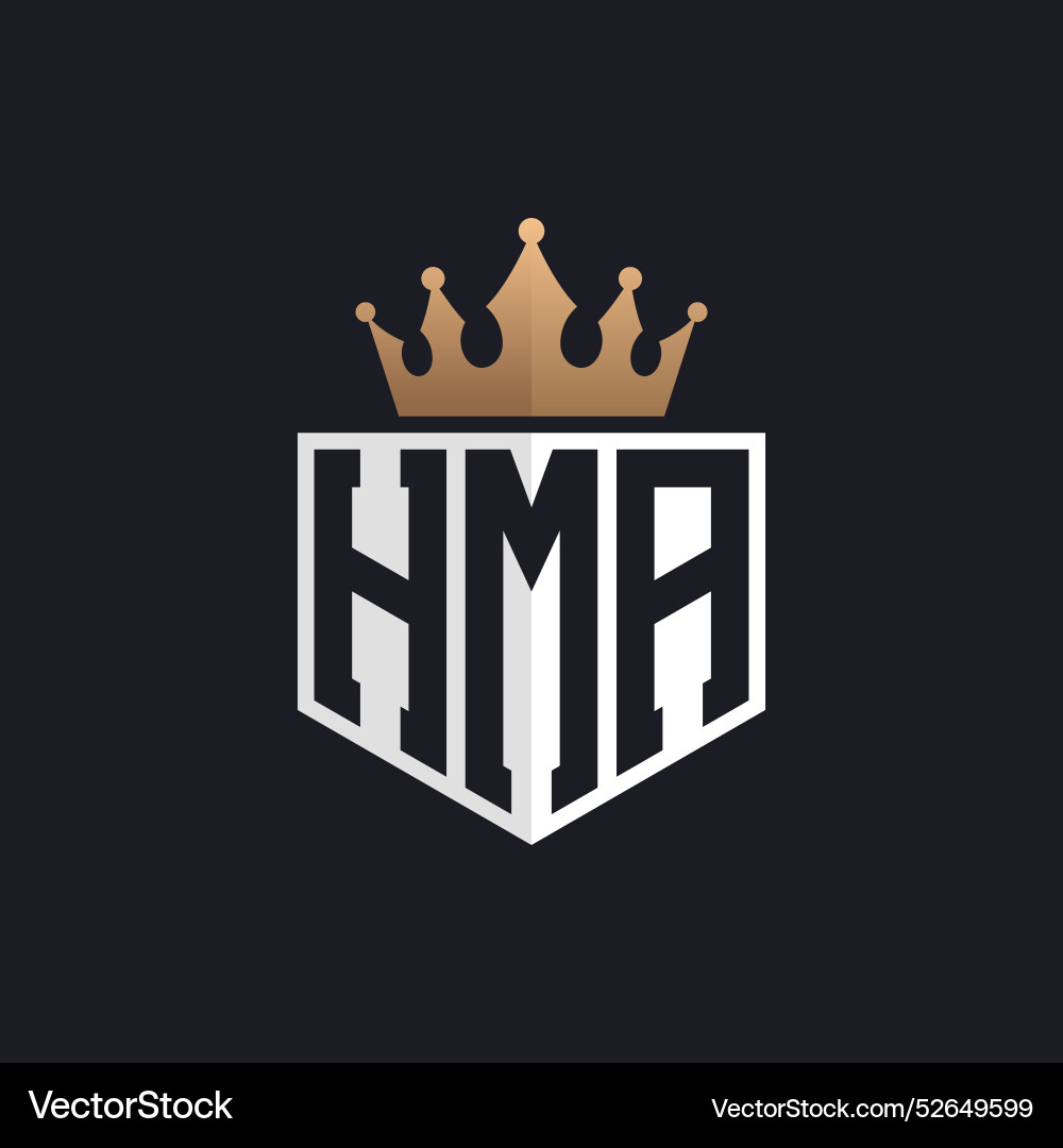 Luxury hma logo with crown elegant initials Vector Image