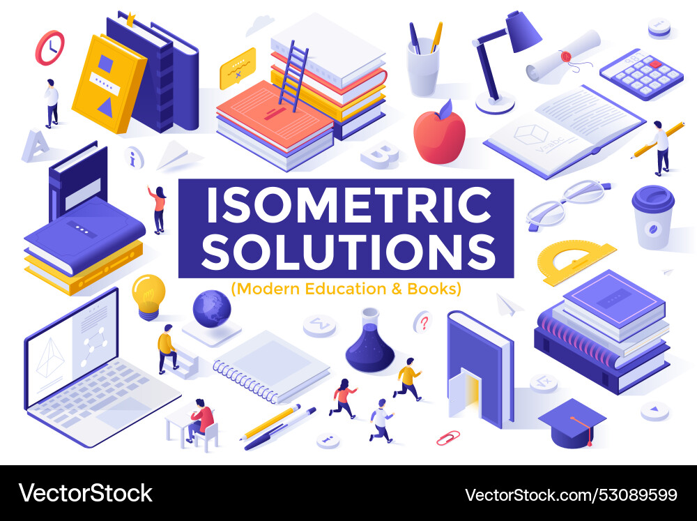 Modern isometric landing page template Royalty Free Vector