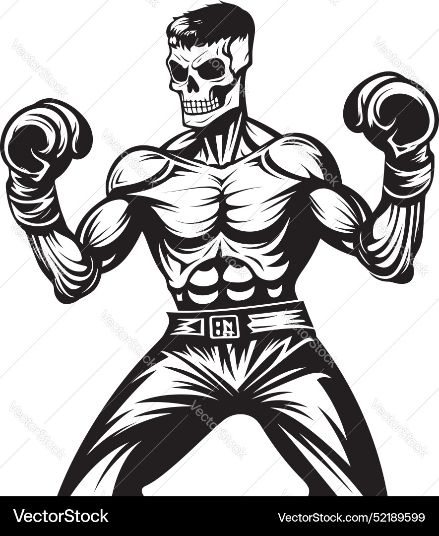 Phantom pugilist skeleton boxer black icon eerie Vector Image