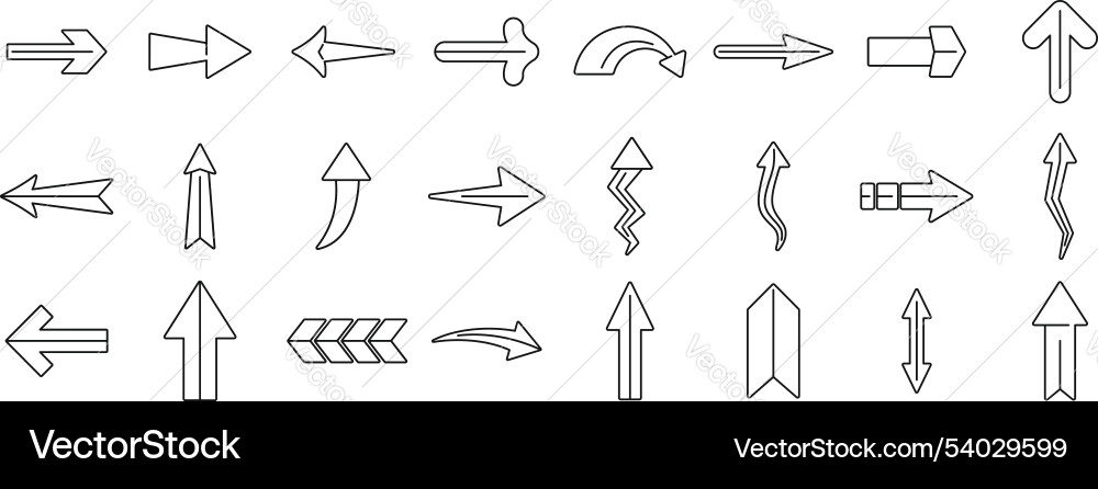 Straight long arrow icons set collection Vector Image