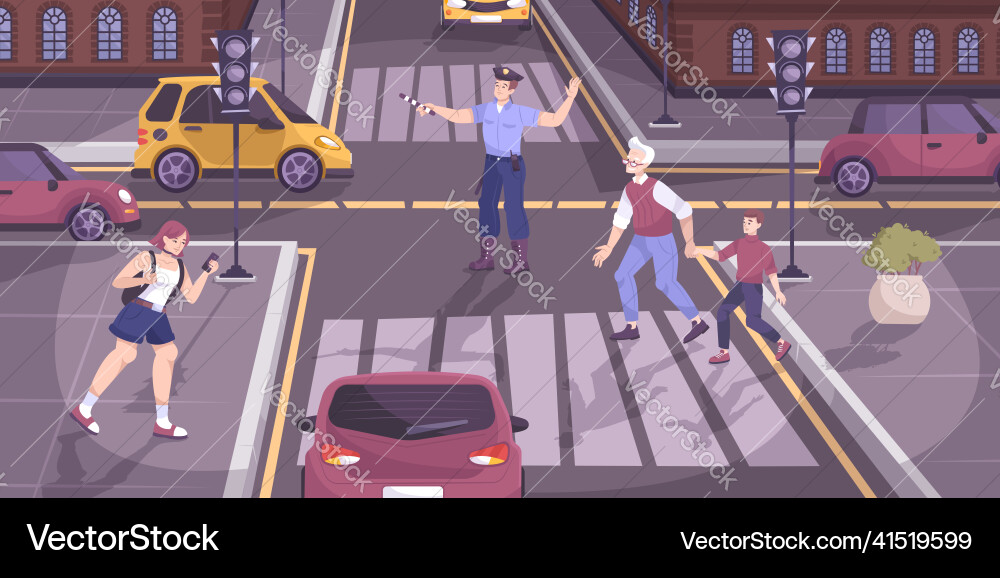 Traffic police regulation background Royalty Free Vector