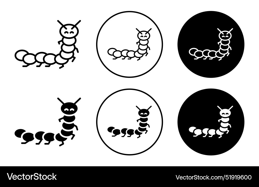 Caterpillar icon collection of outline thin line Vector Image