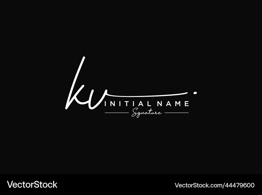 Elegant Initial KV Signature Logo Royalty Free Vector Image