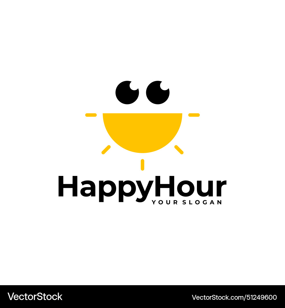 Happy hour fun sun time logo icon Royalty Free Vector Image