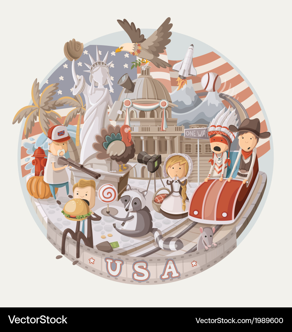 Plate design with items from usa Royalty Free Vector Image