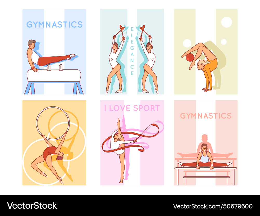 Rhythmic gymnastics posters flexible and strong Vector Image