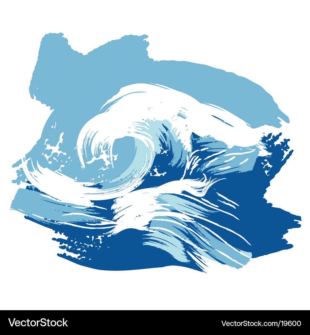 Stylized brushed ocean waves splash Royalty Free Vector
