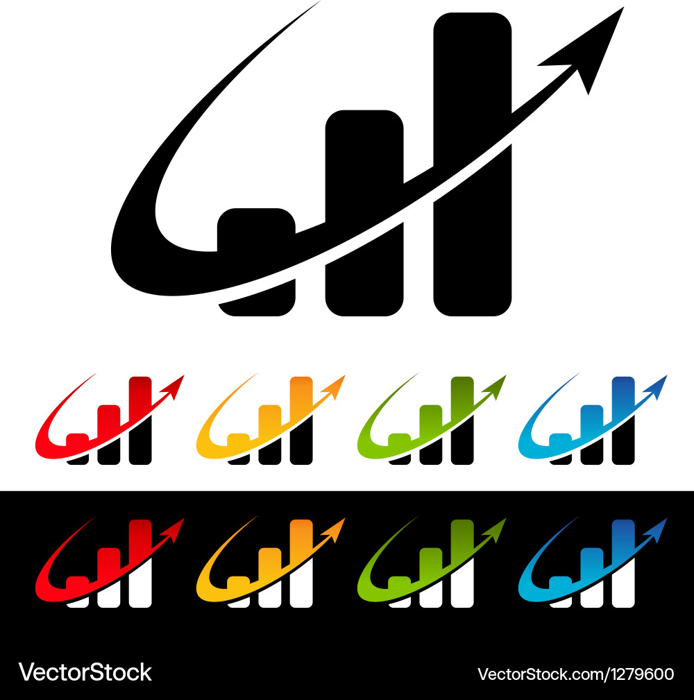 Swoosh bar chart logo icons Royalty Free Vector Image