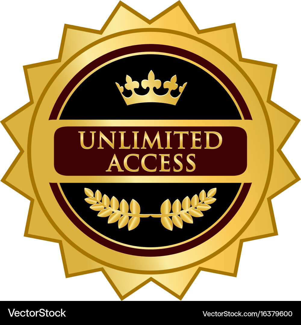 Unlimited access gold icon Royalty Free Vector Image