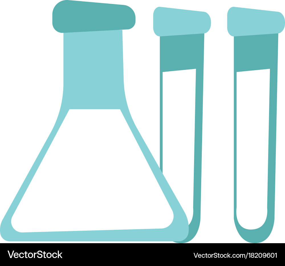 Beaker and test tubes cartoon Royalty Free Vector Image