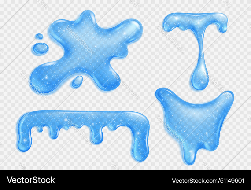Blue slime drip goo or glue with glitter splat Vector Image