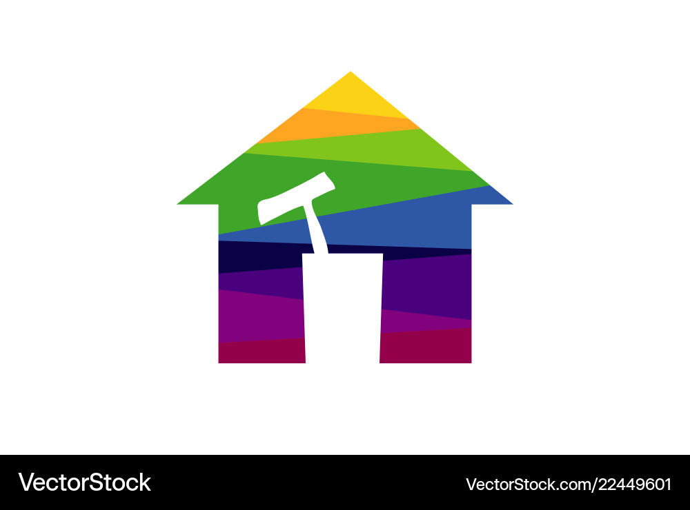 Cleaning service colorful house tools symbol logo Vector Image