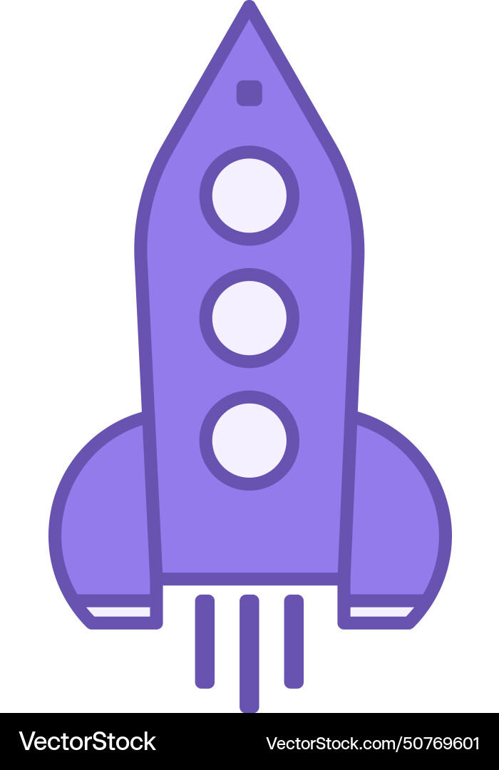 Colored rocket icon of taking off Royalty Free Vector Image