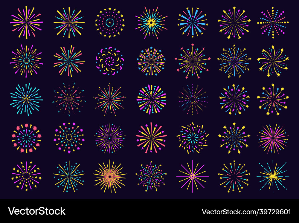 Colorful fireworks icon abstract festive Vector Image