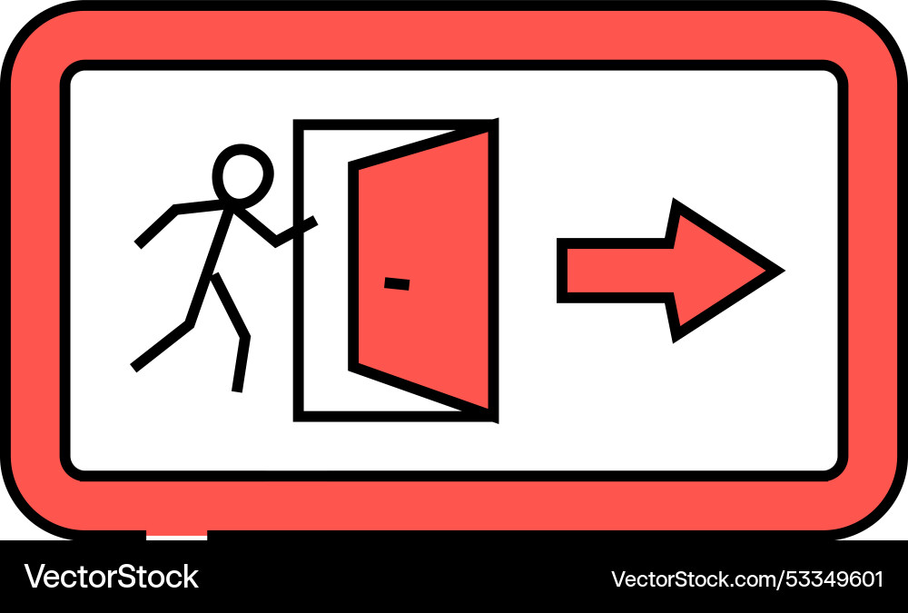Emergency exit alert icon color Royalty Free Vector Image