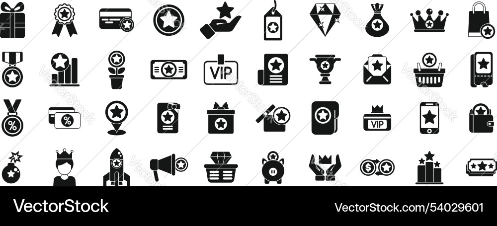 Exclusive benefits icons set vip rewards program Vector Image