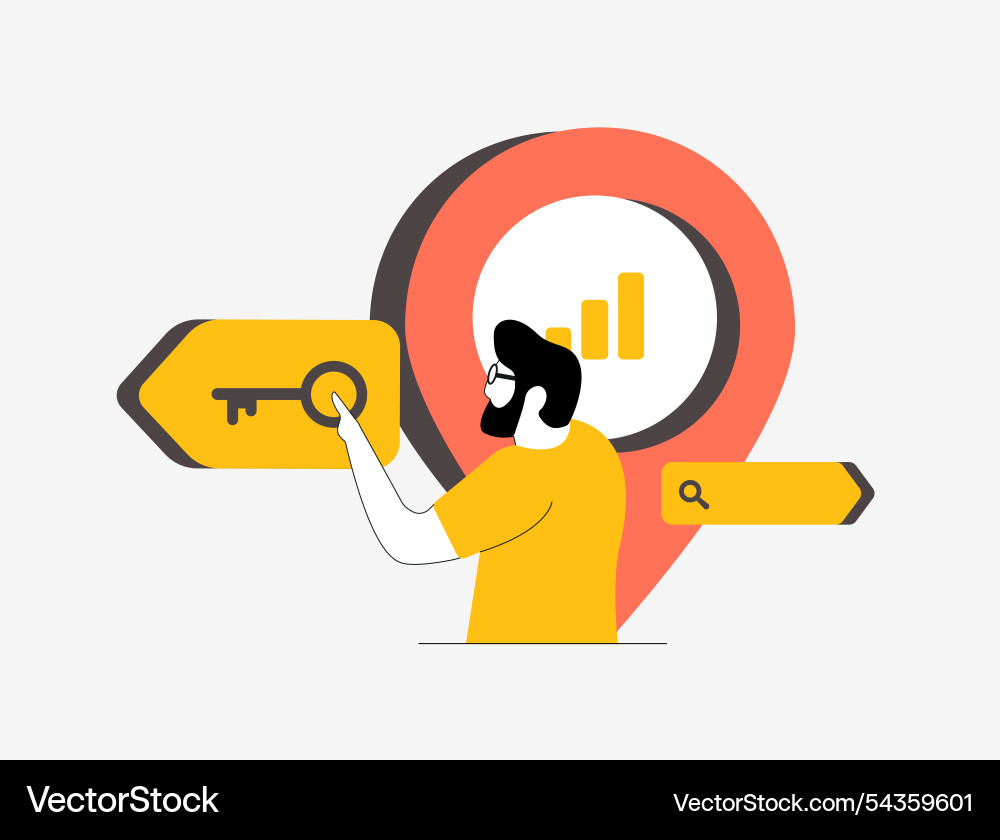 Local seo keyword research concept - targeted Vector Image