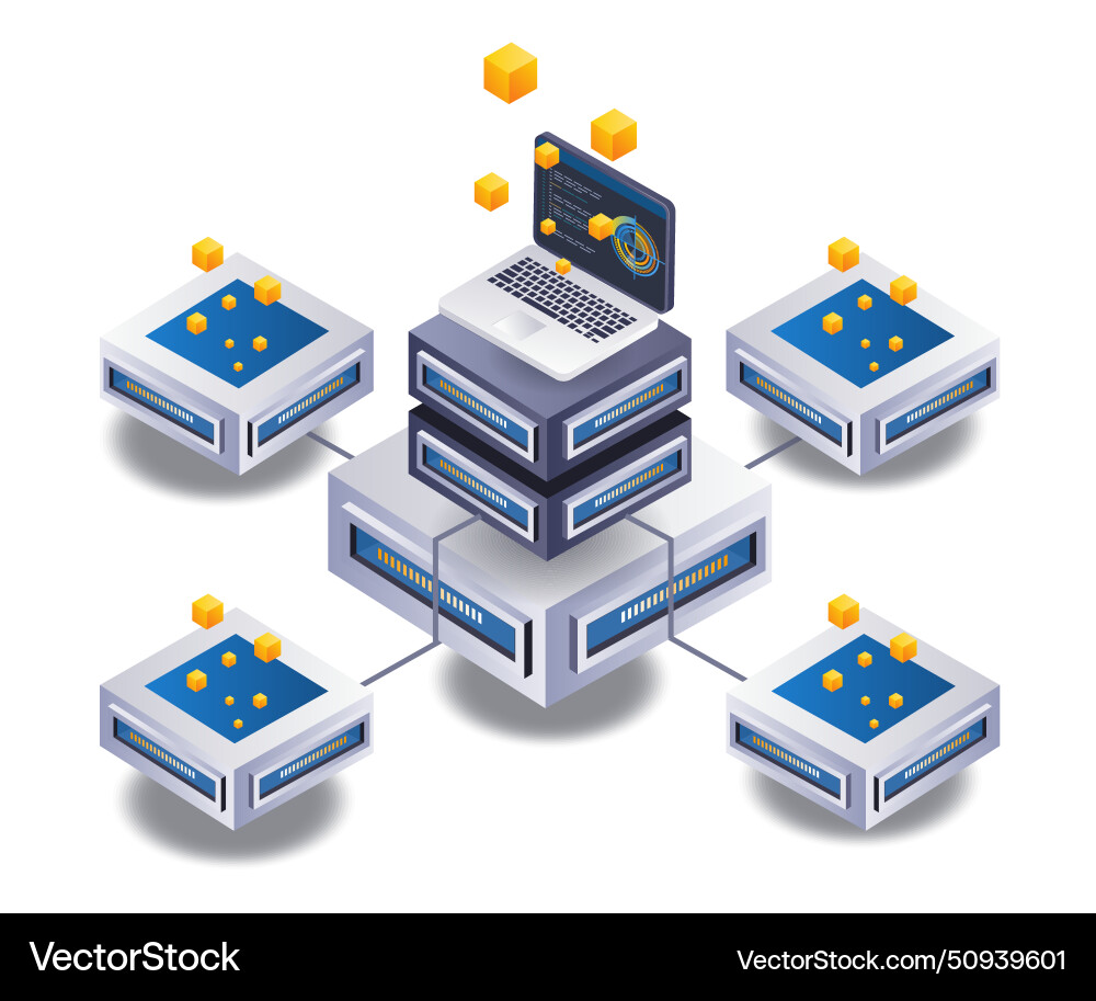 Management business blockchain server technology Vector Image