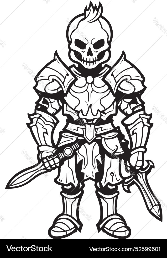 Phantom guardian skeleton knight logo design Vector Image