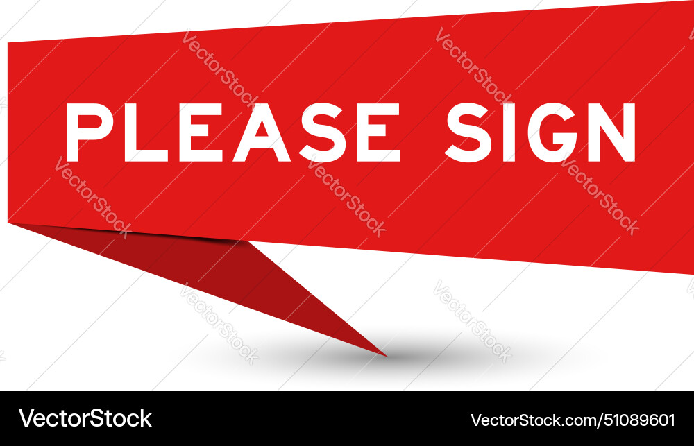 Red color speech banner with word please sign Vector Image