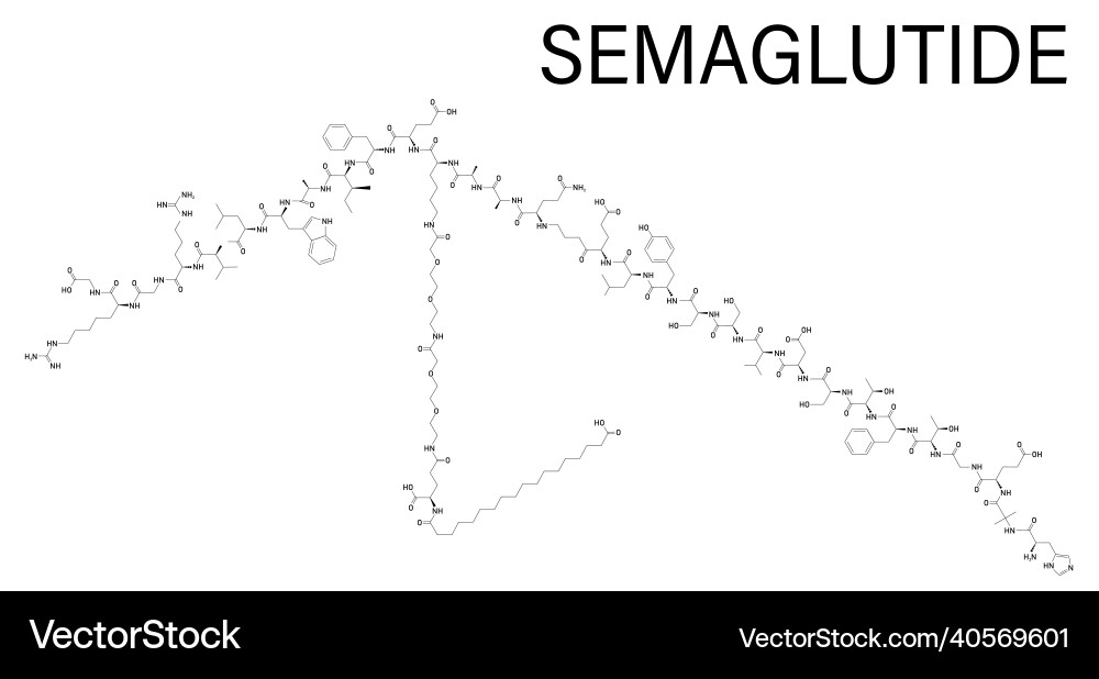 Semaglutide molecule skeletal formula Royalty Free Vector