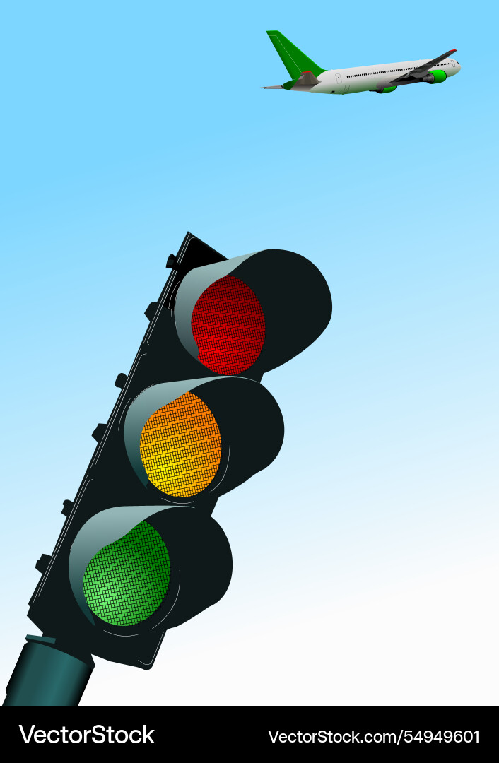 Traffic light and plane image Royalty Free Vector Image