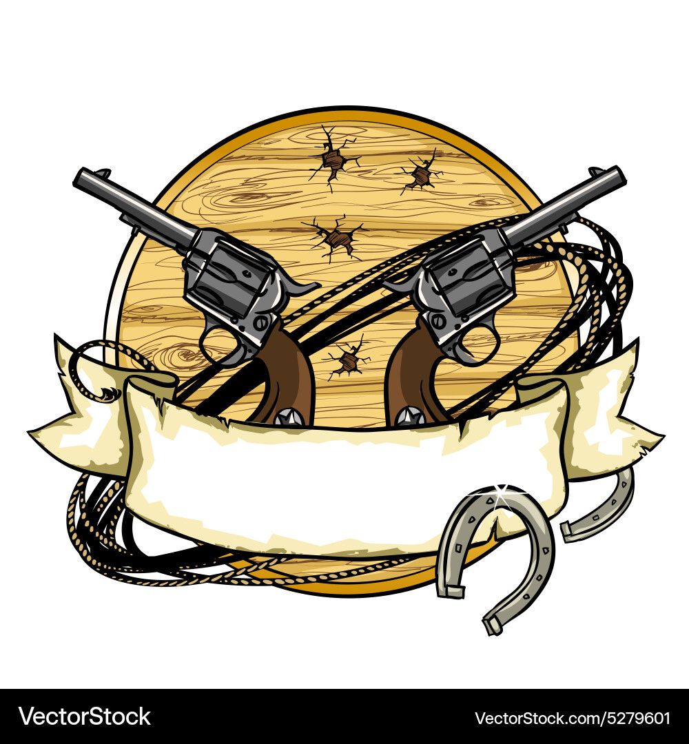 Wild west label design with ribbon banner Vector Image