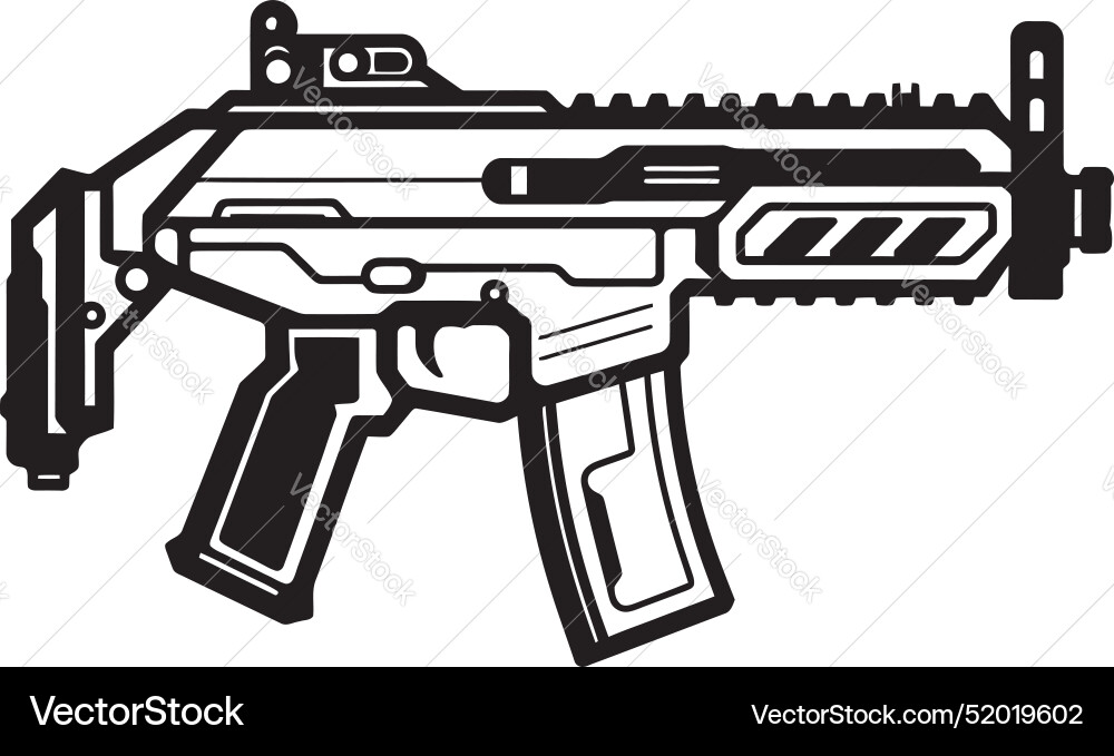 Cybernetic assault machinegun graphic design Vector Image