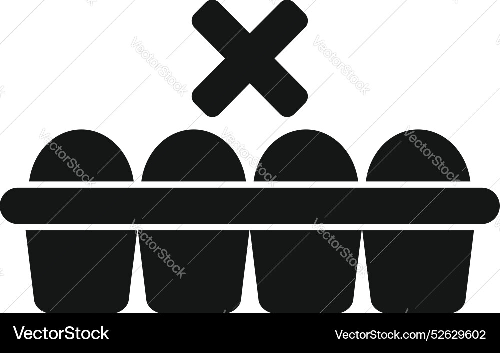 Empty egg carton with cross mark indicating Vector Image