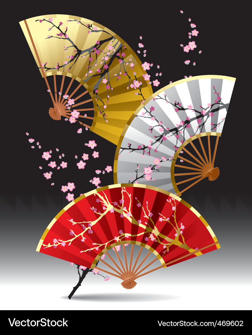 Japanese fans Royalty Free Vector Image - VectorStock