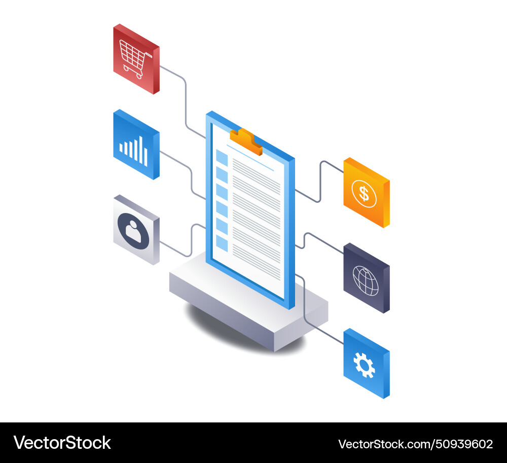 Management business plan board flat isometric 3d Vector Image