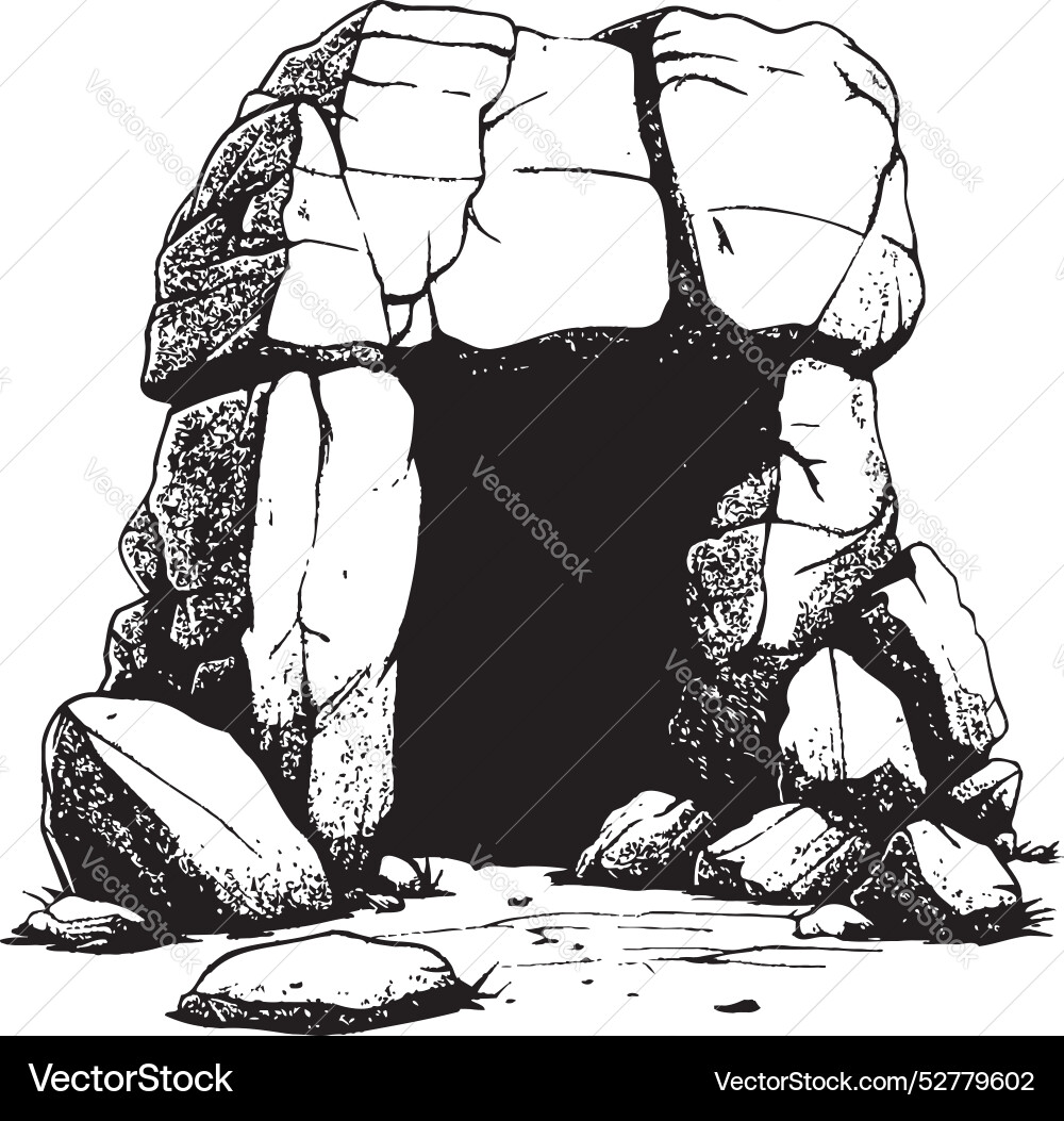 Primeval refuge prehistoric stone cave logo Vector Image