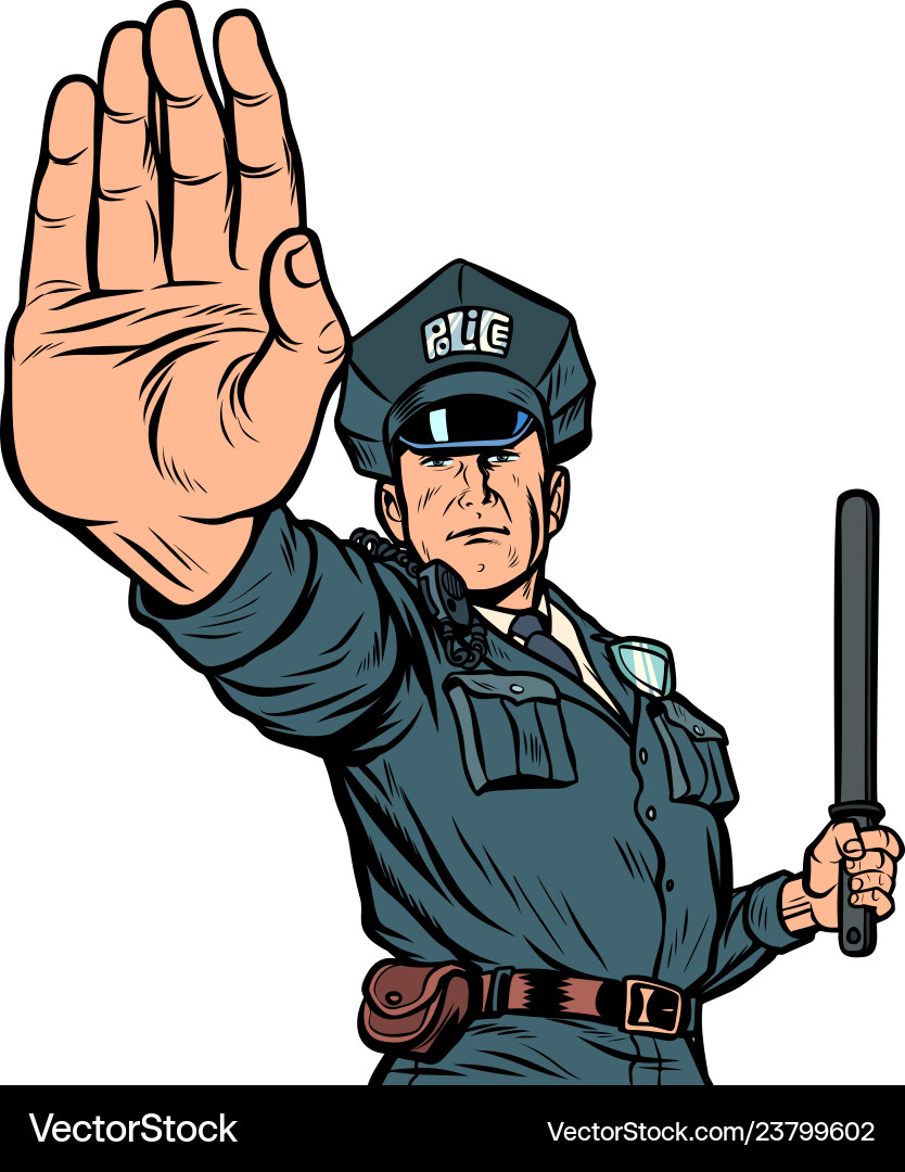 Retro Police Stop Gesture - Pop Art Style Vector Image