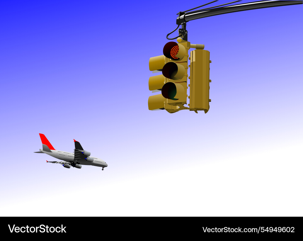 Traffic light and plane image Royalty Free Vector Image