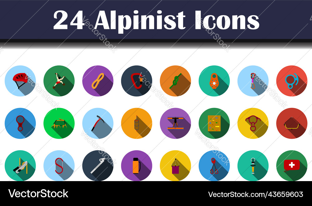 Alpinist icon set Royalty Free Vector Image - VectorStock